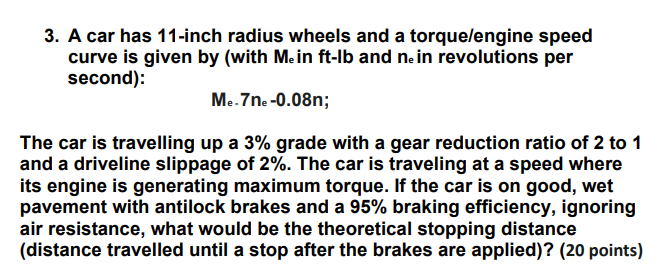 Solved 3. A car has 11-inch radius wheels and a | Chegg.com