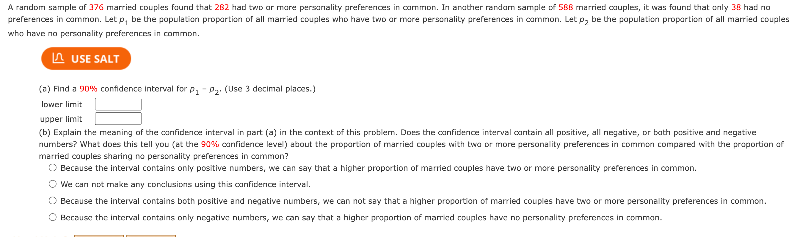 Solved who have no personality preferences in common. (a) | Chegg.com