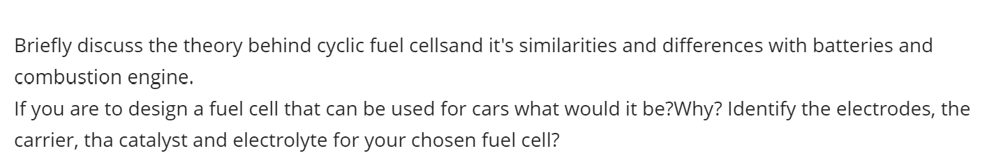Solved Briefly discuss the theory behind cyclic fuel | Chegg.com Solved Briefly discuss the theory behind cyclic fuel | Chegg.com