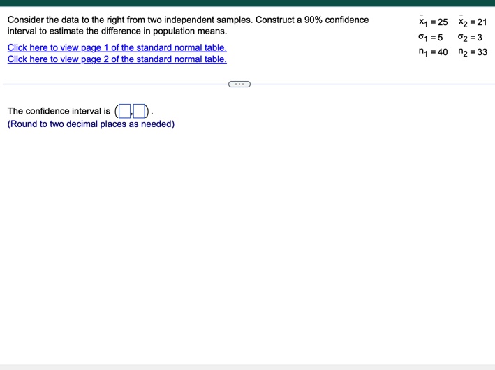 Solved Consider the data to the right from two independent | Chegg.com