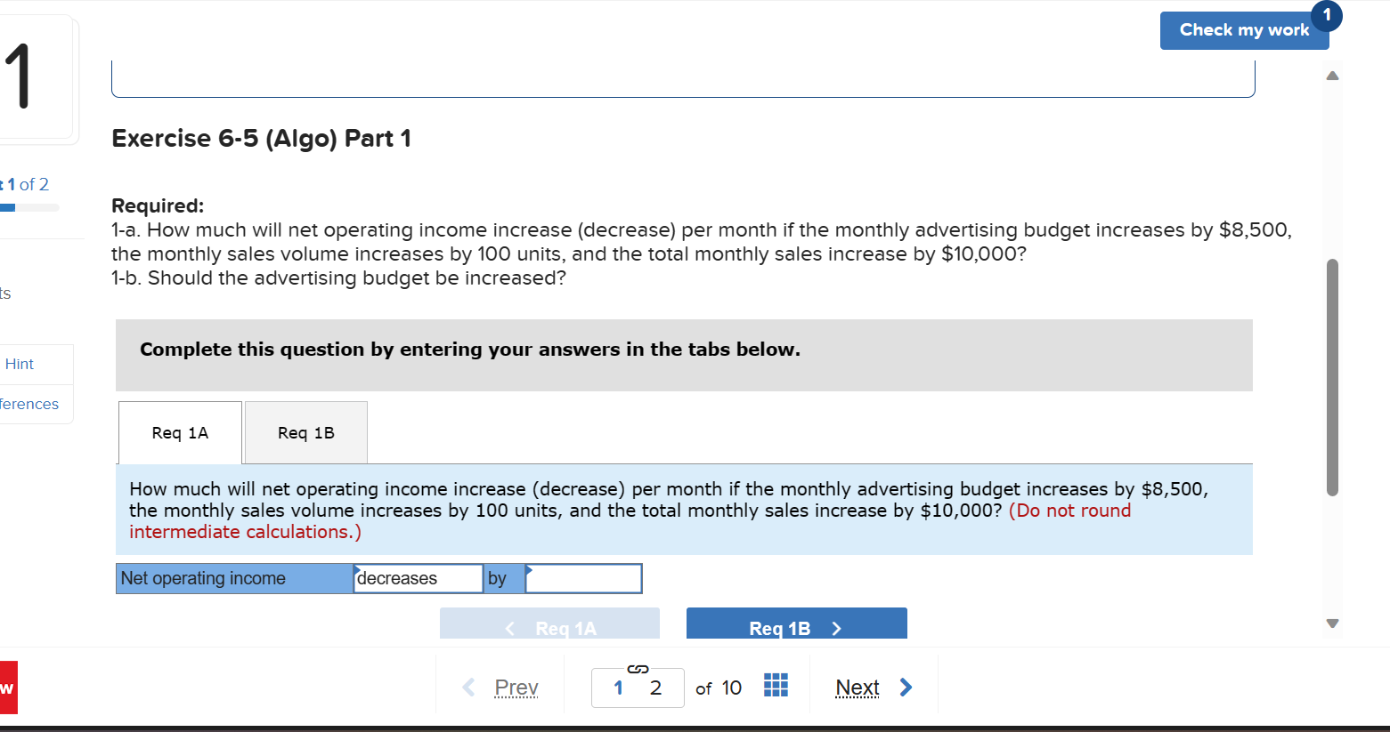 Solved Exercise 6-5 (Algo) Changes in Variable Costs, Fixed | Chegg.com