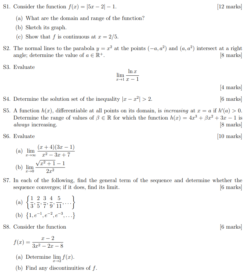 S1. ﻿Consider the function f(x)=|5x-2|-1.(a) ﻿What | Chegg.com