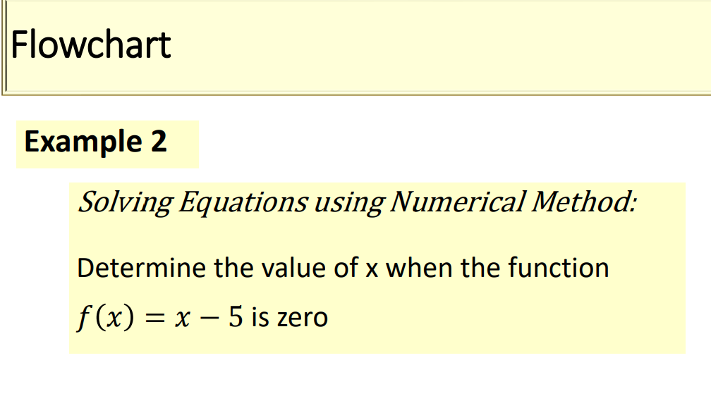 Solved Flowchart Example 2 Solving Equations using Numerical | Chegg.com