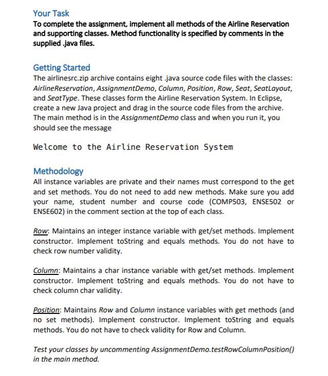 Solved Airline Reservation System Individual Assignment Part | Chegg.com