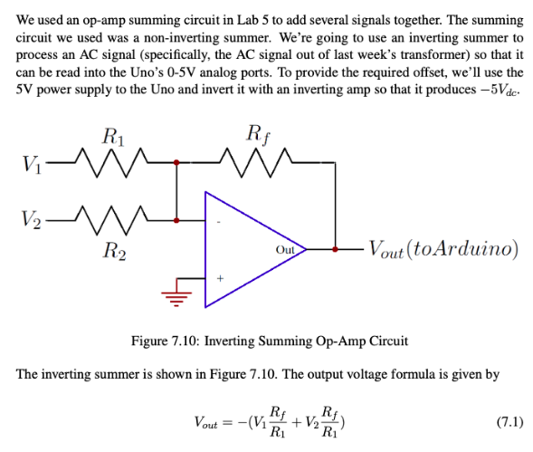 Solved We used an op-amp summing circuit in Lab 5 to add | Chegg.com