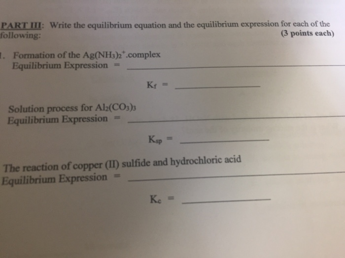 Solved Write the equilibrium equation and the equilibrium | Chegg.com