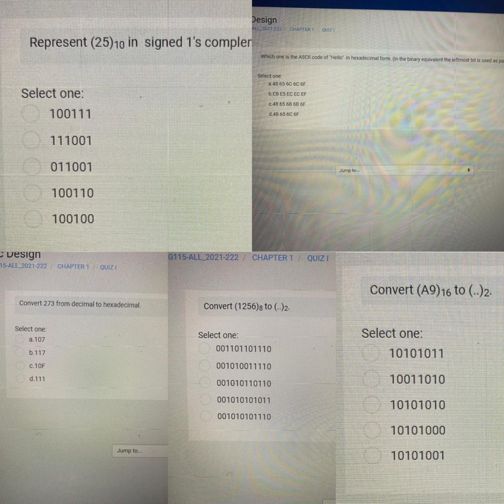 Solved Design ALL 2021:222 CHAPTER 1 QUIZA Represent (25) 10 | Chegg.com