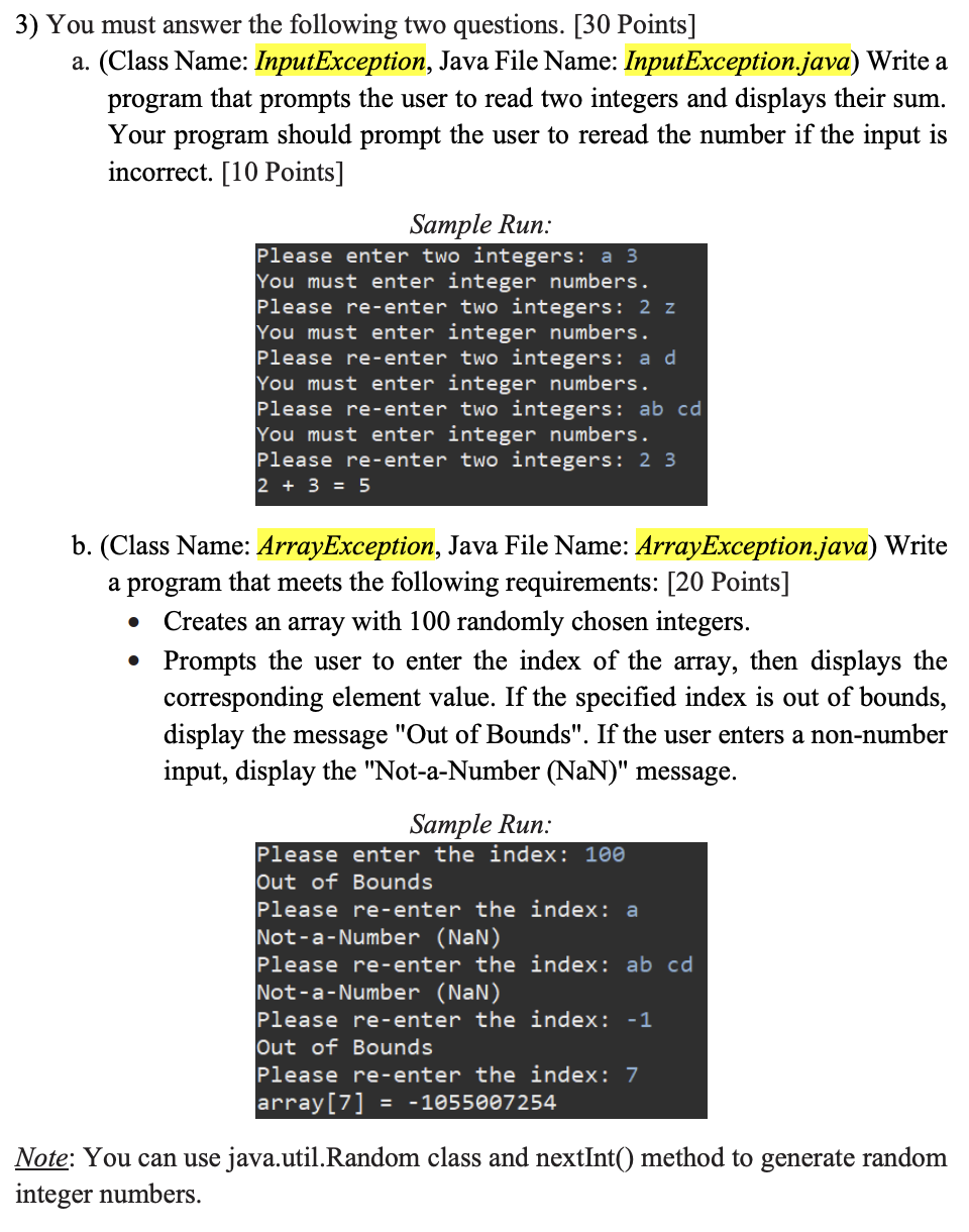 Solved 3) You must answer the following two questions. [30 | Chegg.com