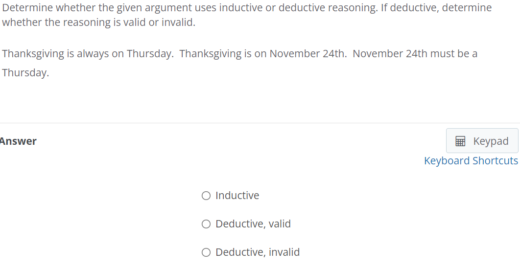 Solved Determine whether the given argument uses inductive | Chegg.com