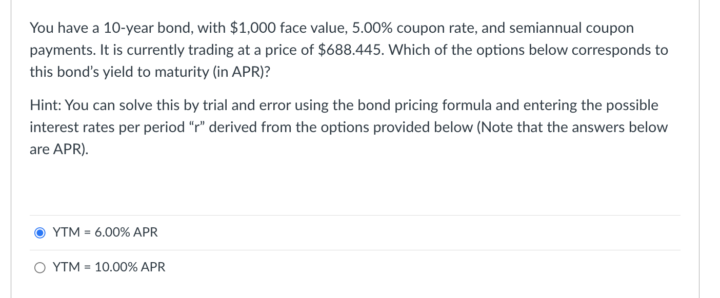 Solved Approximately, what is the yield to maturity of a | Chegg.com