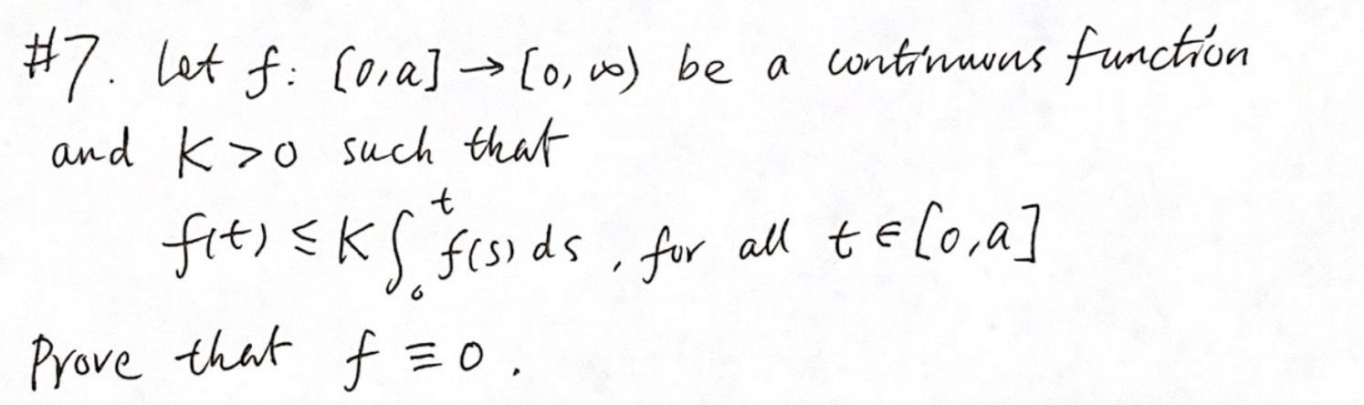 Solved #7. Let f:[0,a]→[0,∞) be a continuuns function and | Chegg.com