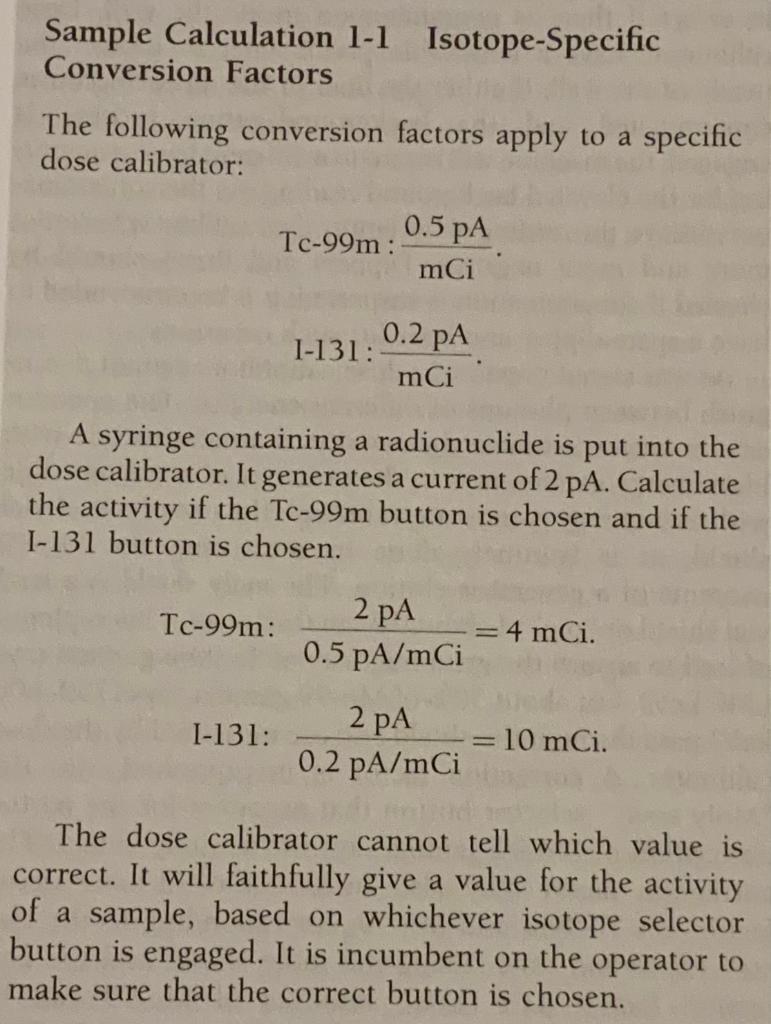 Sample Calculation 1-1 Isotope-Specific Conversion | Chegg.com