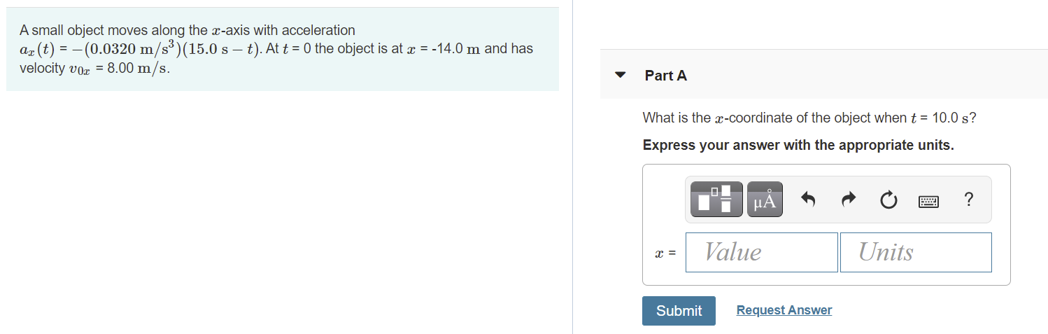 Solved A small object moves along the x-axis with | Chegg.com