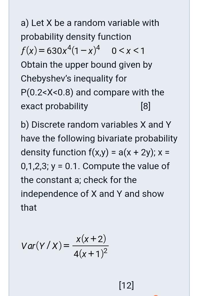 Solved probability density function f(x)=630x4(1−x)40 | Chegg.com