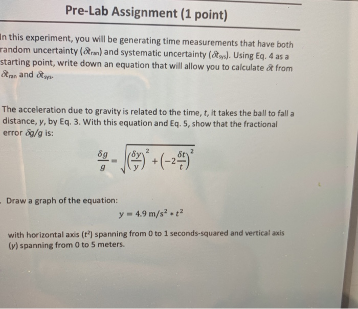Solved Pre-Lab Assignment (1 point) In this experiment, you | Chegg.com