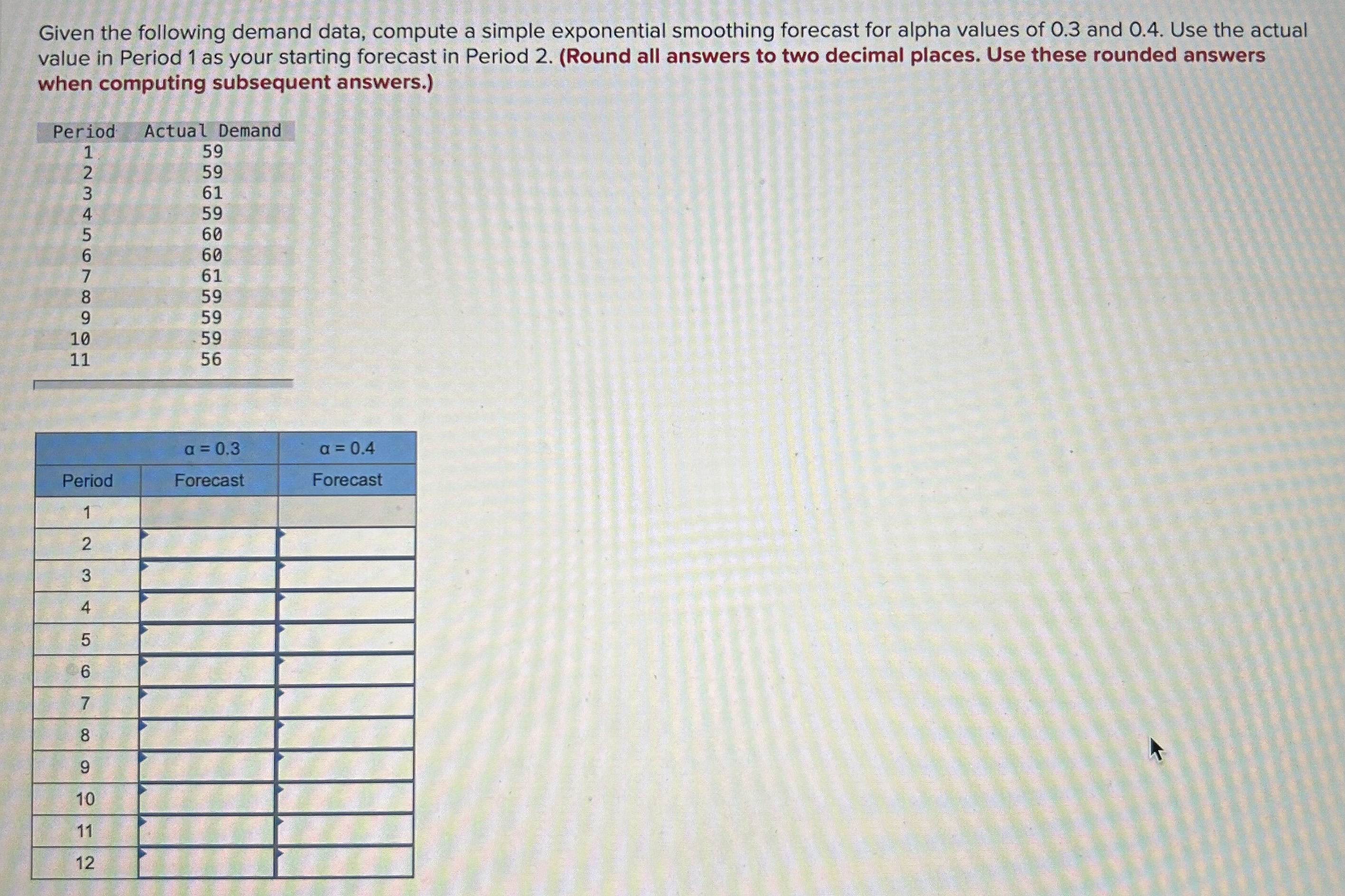 Solved Given the following demand data, compute a simple | Chegg.com
