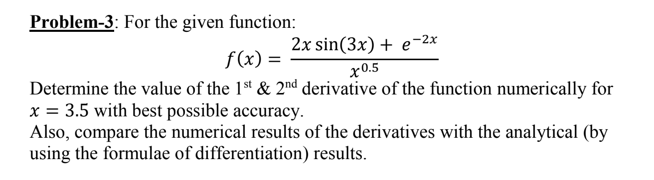 Solved Problem-3: For the given function: | Chegg.com