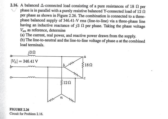 Solved 2.16. A balanced Δ-connected load consisting of a | Chegg.com