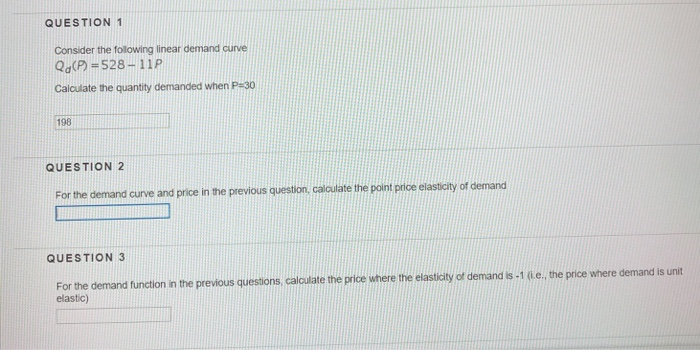 Solved QUESTION 1 Consider the following linear demand curve | Chegg.com
