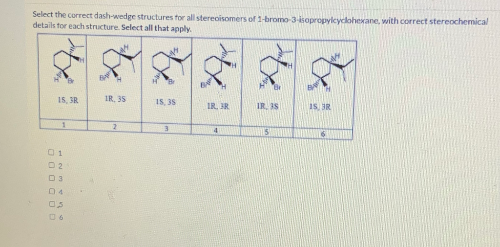 Solved Select the correct dash-wedge structures for all | Chegg.com