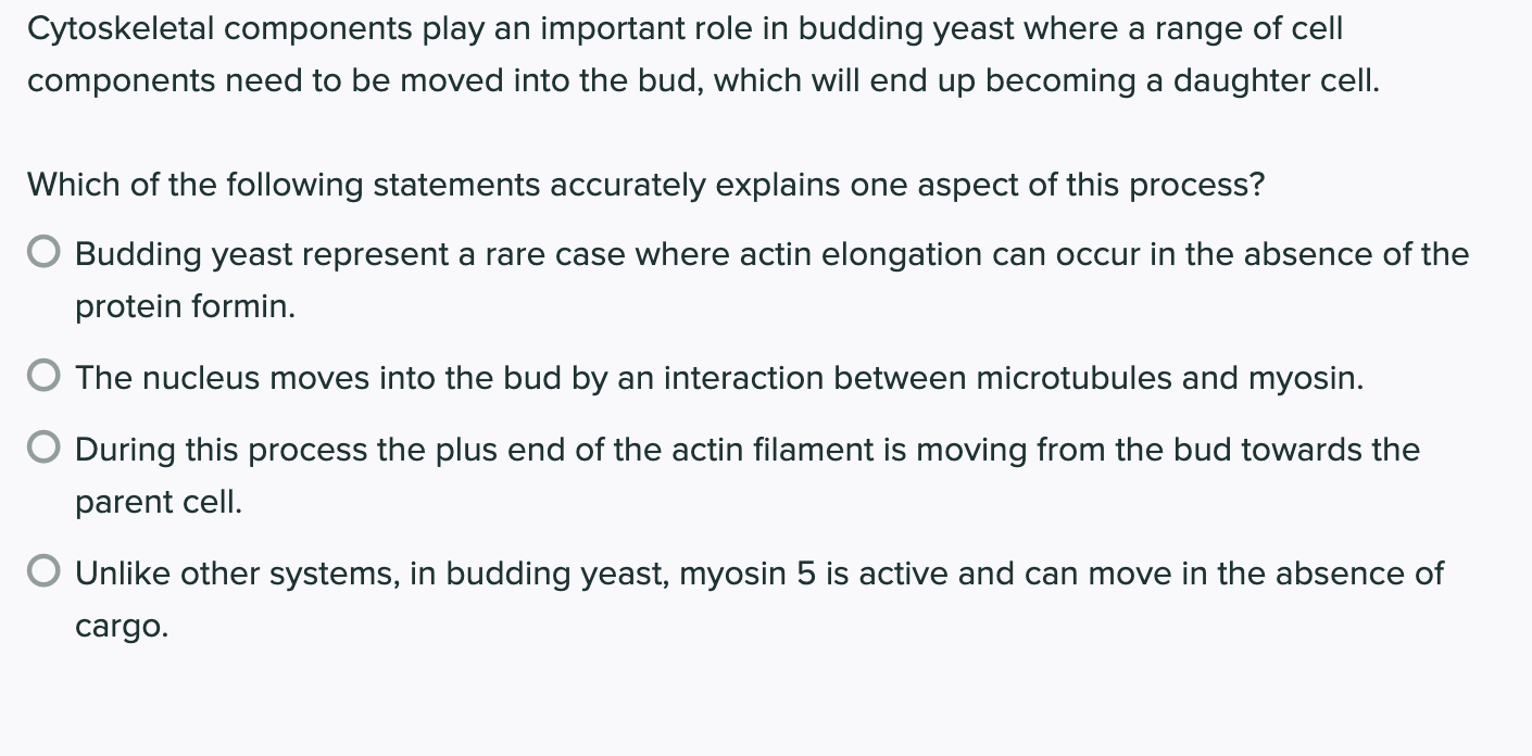 Solved Cytoskeletal components play an important role in | Chegg.com