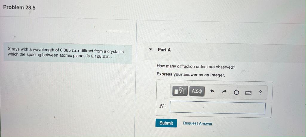 Solved Problem 28.1 v Part A Xrays diffract from a crystal | Chegg.com