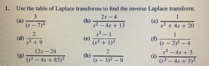 Solved Use the table of Laplace transforms to find the | Chegg.com
