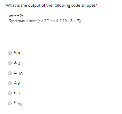 Solved What is the output of the following code snippet? int | Chegg.com
