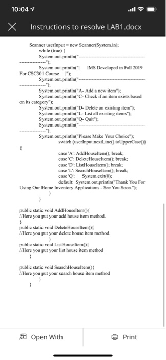 Solved 10:03 Search CSC301 Lab1.docx Student ID Student | Chegg.com