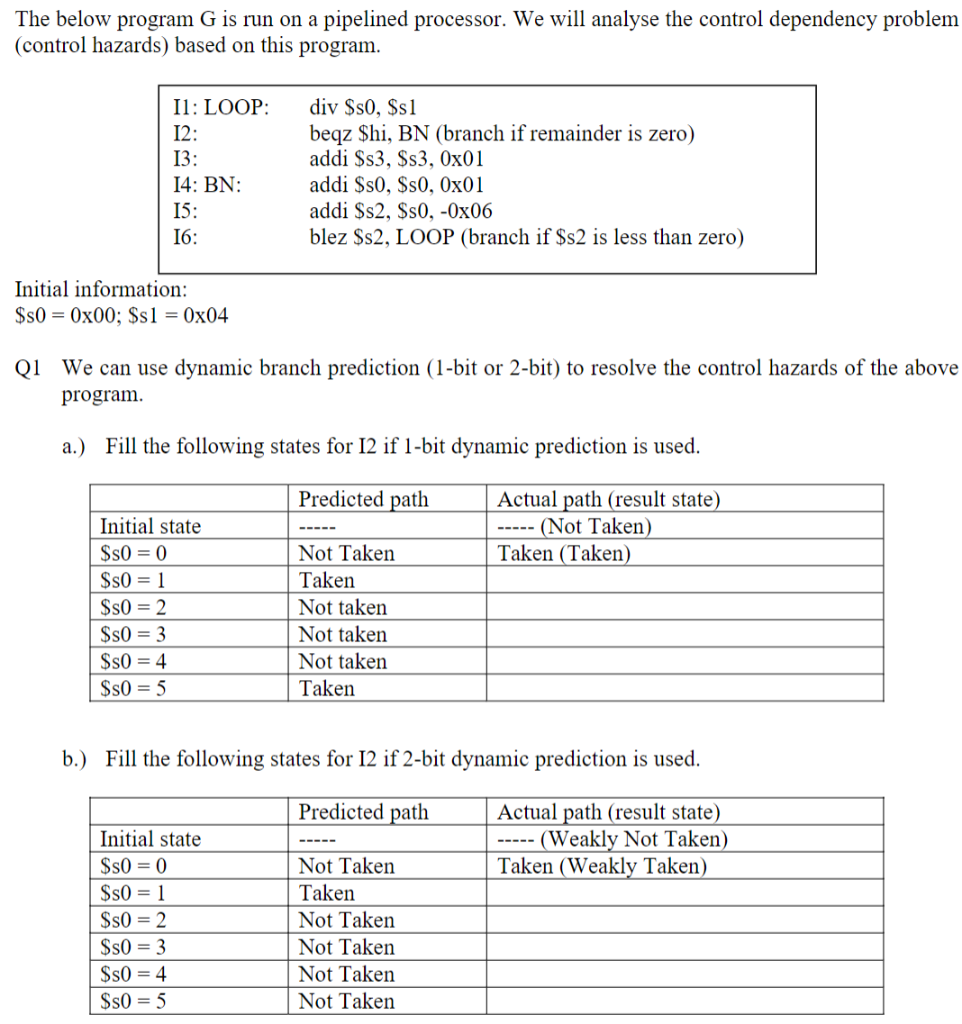 The below program G is run on a pipelined processor. | Chegg.com