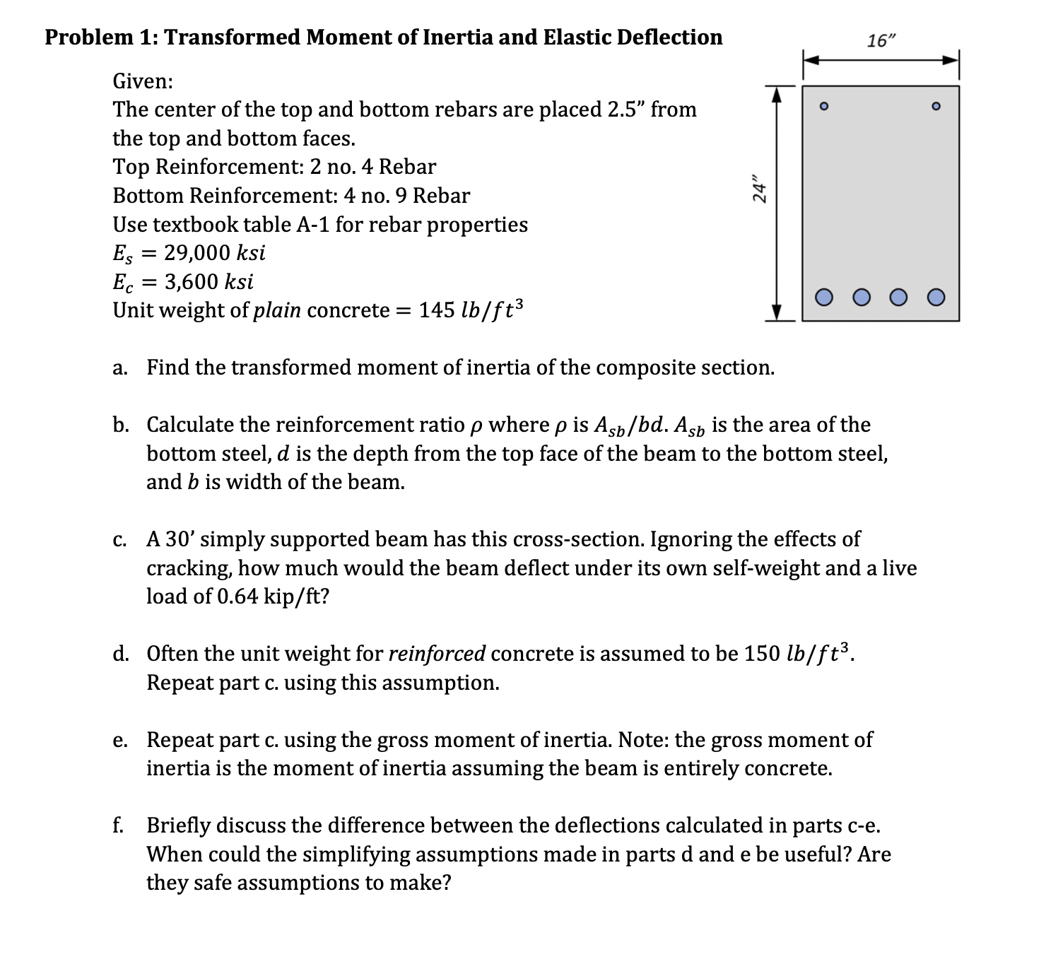Solved blem 1: Transformed Moment of Inertia and Elastic | Chegg.com