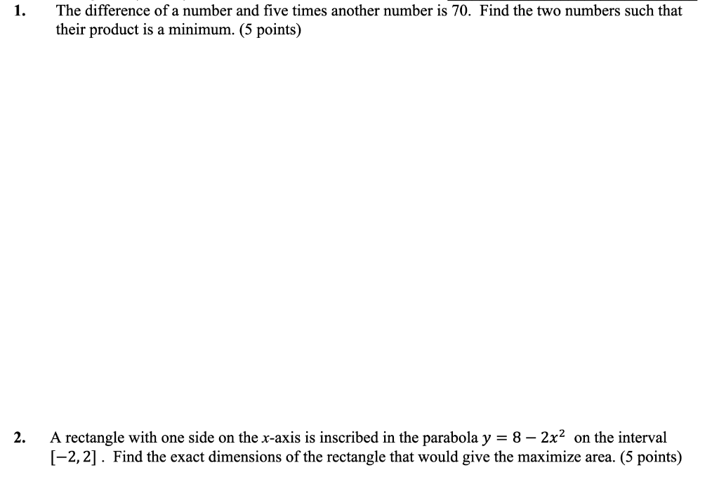 Solved 1. The difference of a number and five times another | Chegg.com