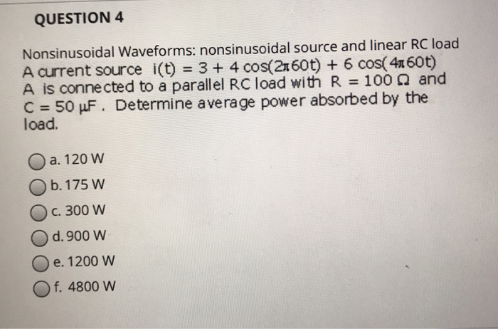 Solved QUESTION 4 Nonsinusoidal Waveforms: nonsinusoidal | Chegg.com