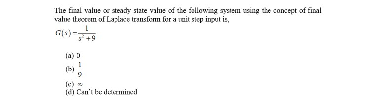 Solved The final value or steady state value of the | Chegg.com