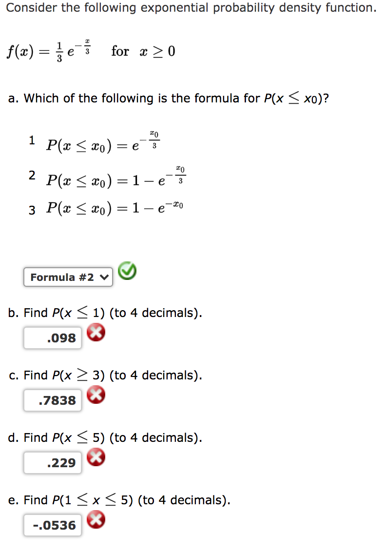 Solved Consider the following exponential probability | Chegg.com