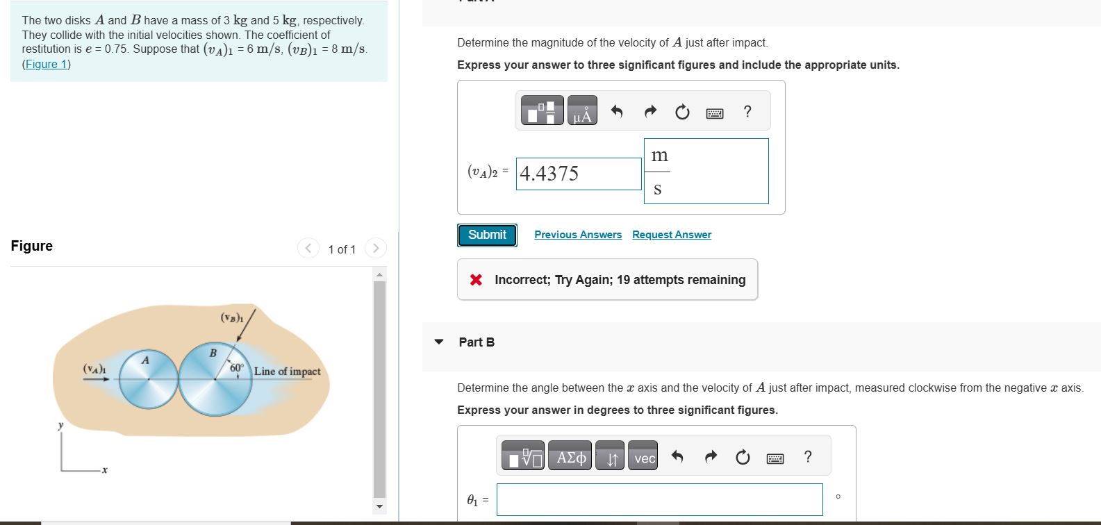 Solved The two disks A and B ﻿have a mass of 3 kg ﻿and | Chegg.com
