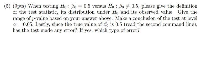 Solved V. (46 points) Read the following R code and outputs | Chegg.com
