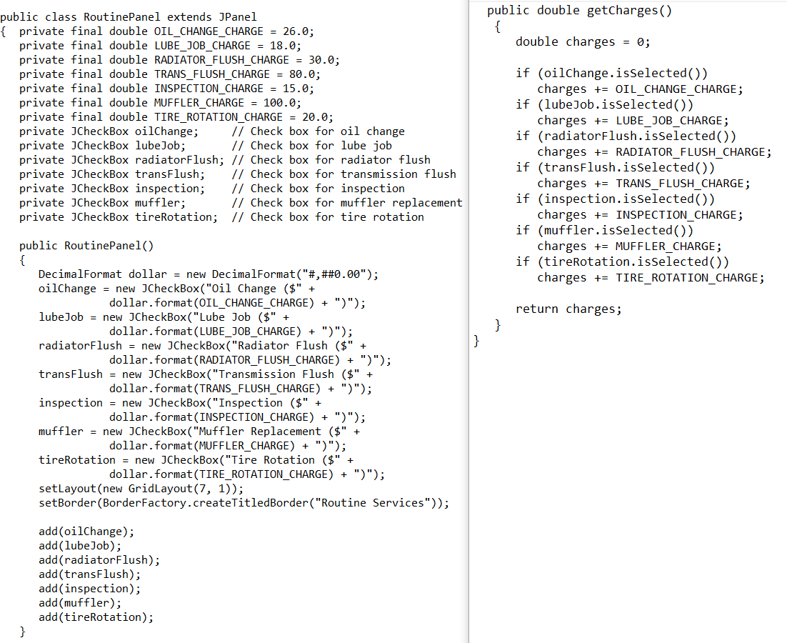 Solved public class Joes Automotive extends JFrame { private | Chegg.com