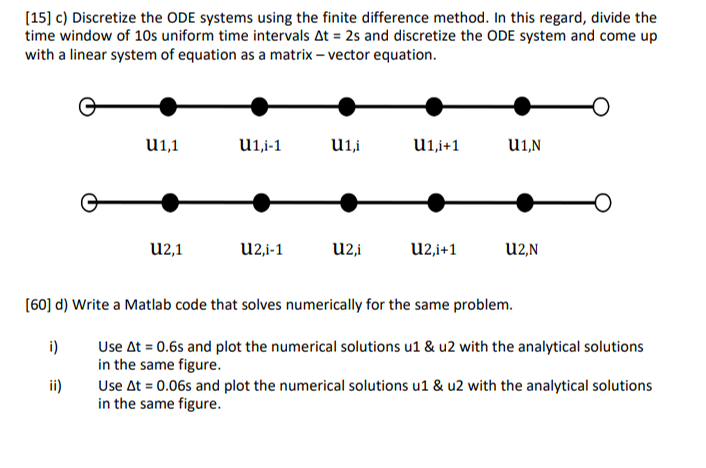 Solved c) ﻿Discretize the ODE systems using the finite | Chegg.com