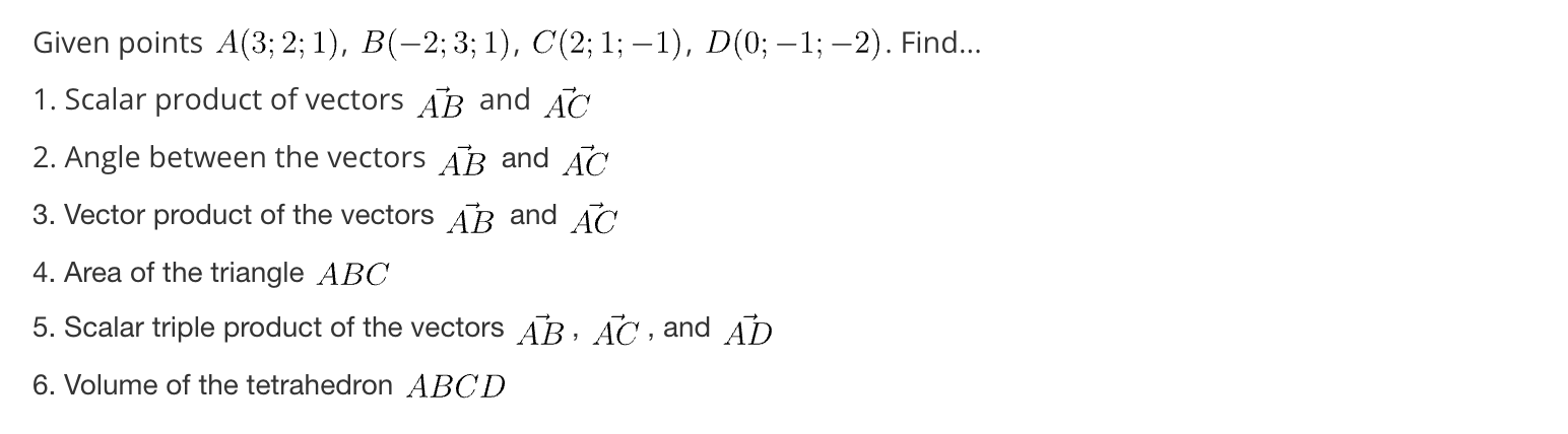 Solved Given points A(3; 2; 1), B(-2; 3; 1), C(2; 1; -1), | Chegg.com