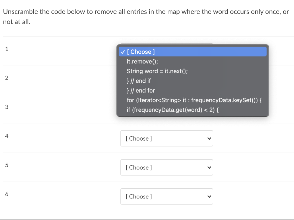 Solved Unscramble the code below to remove all entries in | Chegg.com