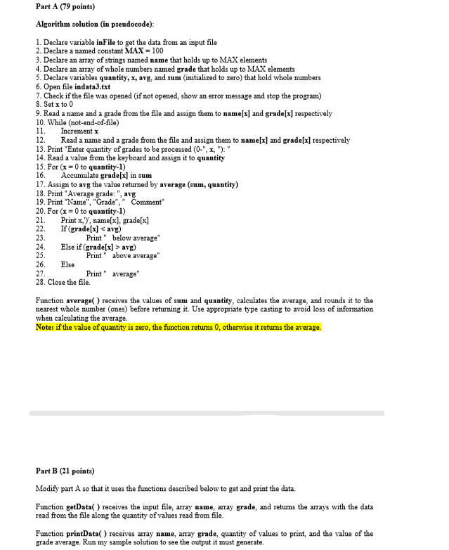 Solved Part A 79 Points Algorithm Solution In