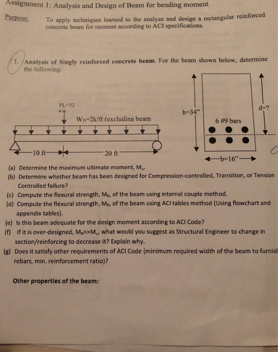 Solved Assignment 1: Analysis and Design of Beam for bending | Chegg.com