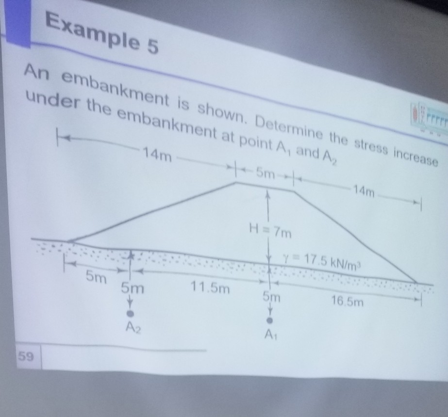 Solved Example 5 An embankment is shown. Determine the | Chegg.com