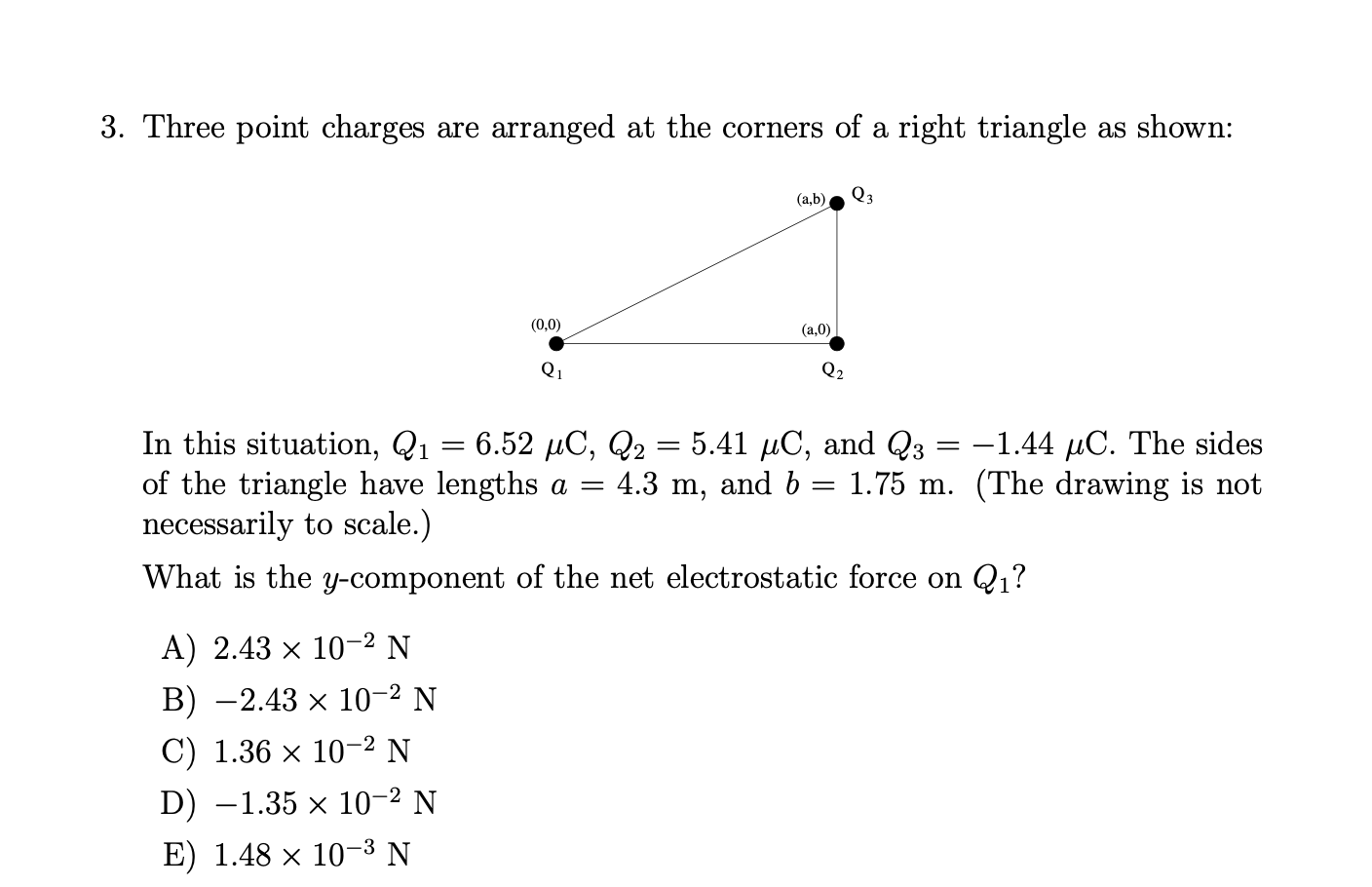 Solved 3. Three point charges are arranged at the corners of | Chegg.com