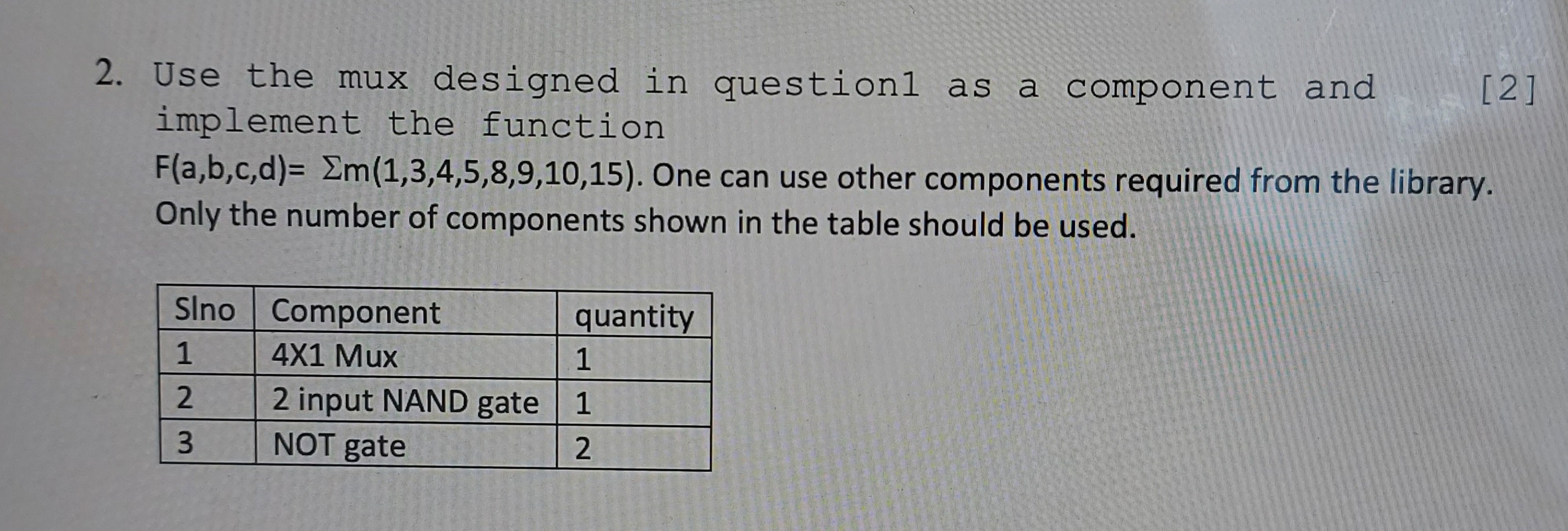 Solved Used the component in table and implement the | Chegg.com