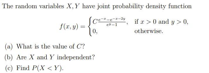Solved The random variables X,Y have joint probability | Chegg.com