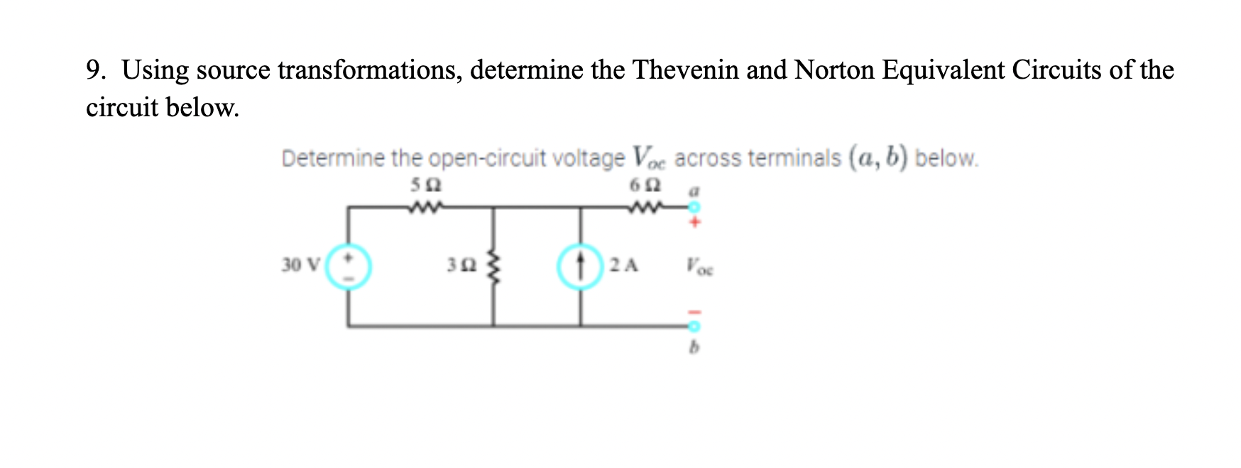 Solved 9. Using source transformations, determine the | Chegg.com