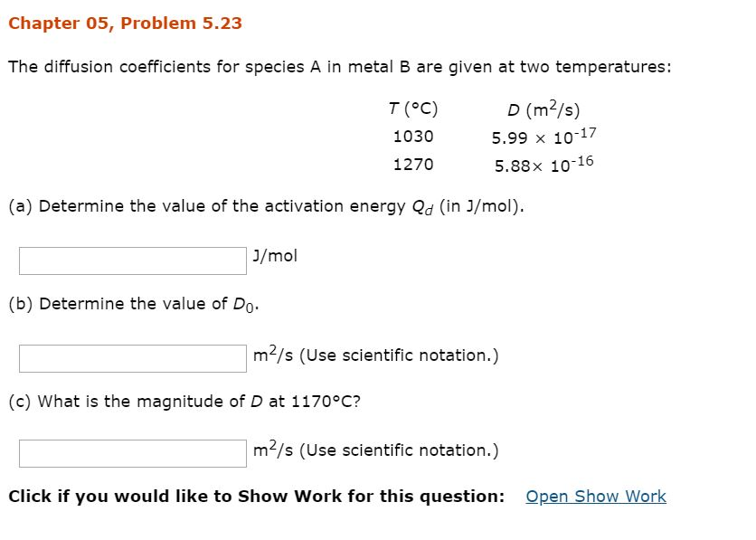 Solved Chapter 05, Problem 5.23 The diffusion coefficients | Chegg.com