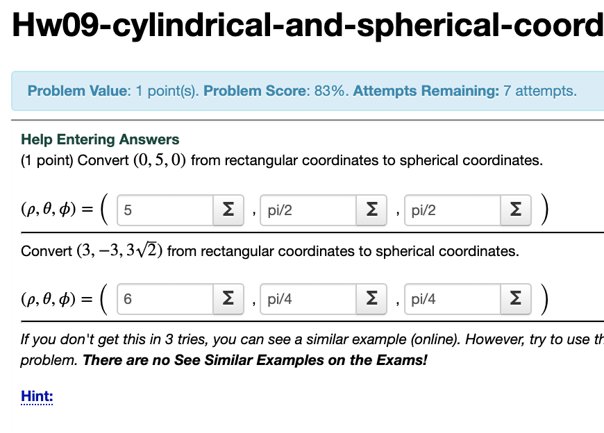 Solved Hw09-cylindrical-and-spherical-coord Problem Value: 1 | Chegg.com